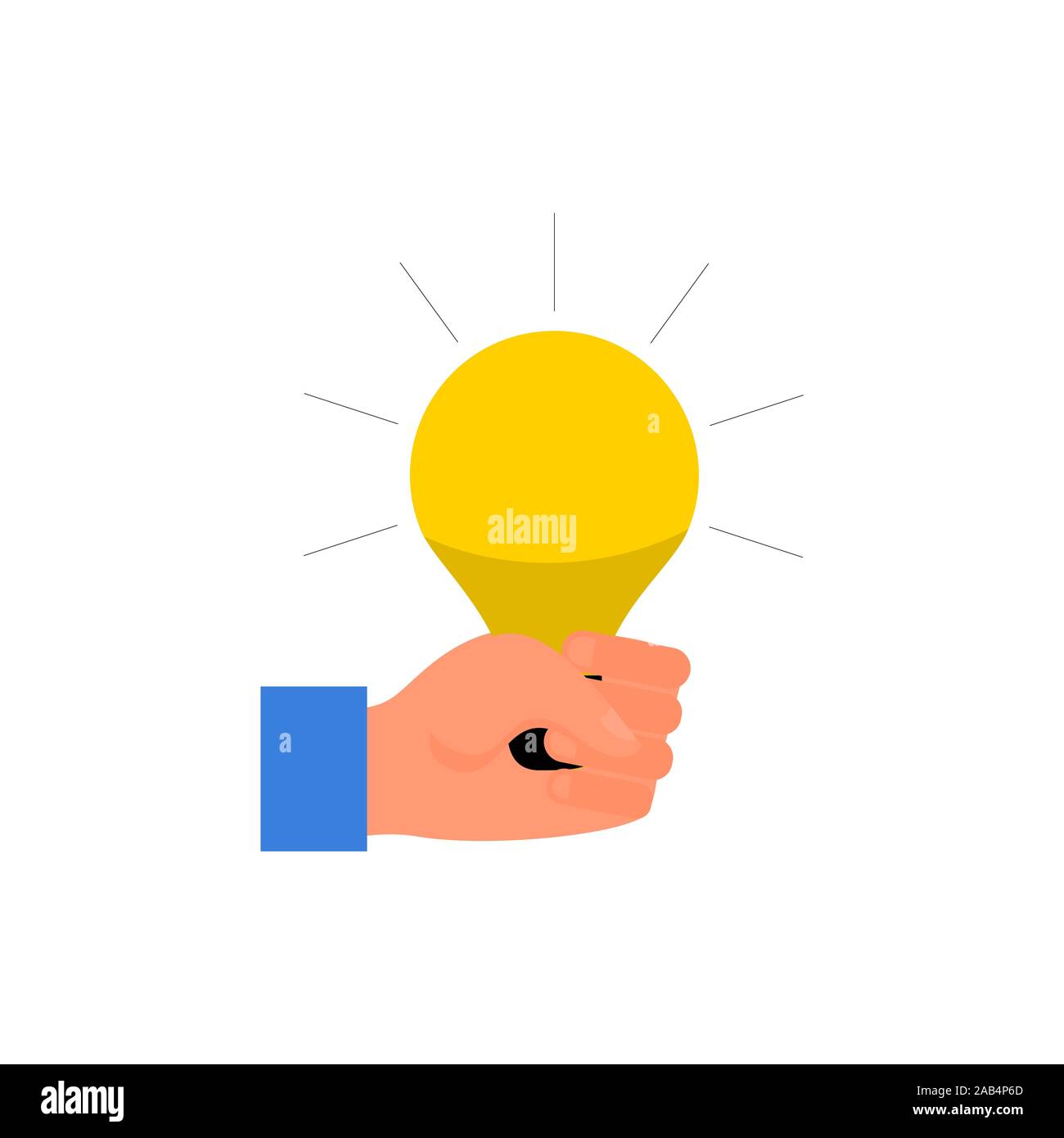Caucasian human hand holding yellow light bulb in fist. Concept of ...