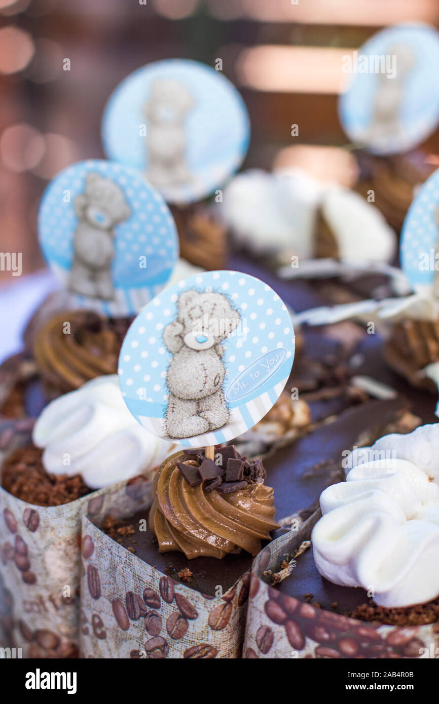 Festive table setting for children. Decoration for children's party ...