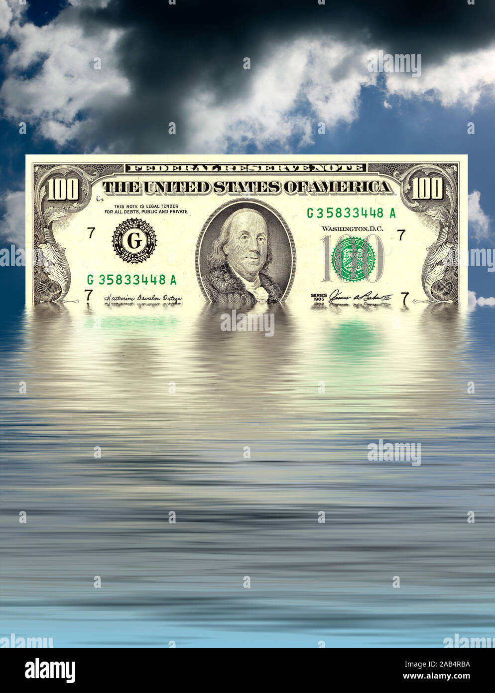 100 dollar notes floating hi-res stock photography and images - Alamy