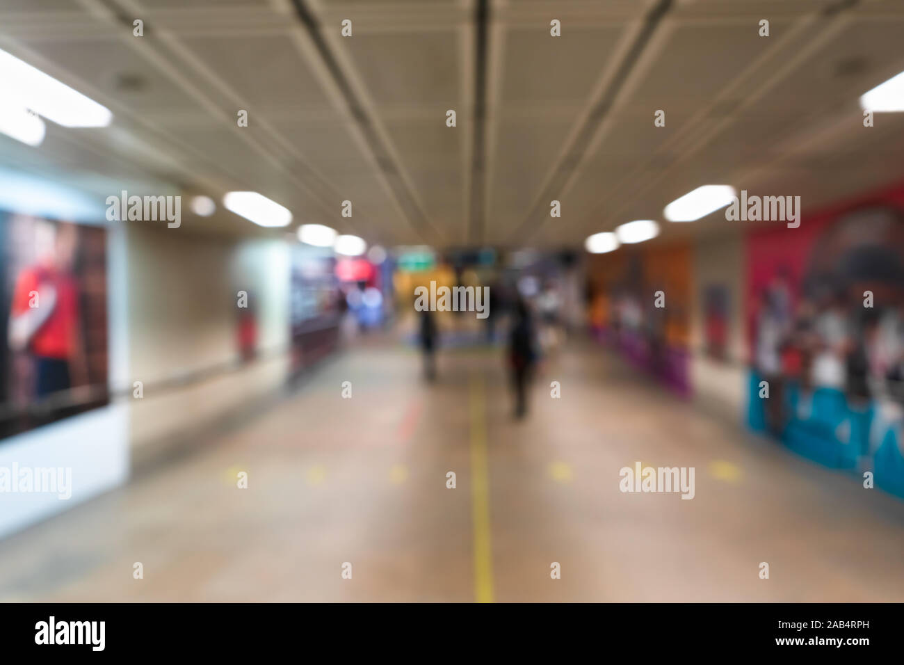 Blur walk way platform in to modern subway. blur abstract background ...