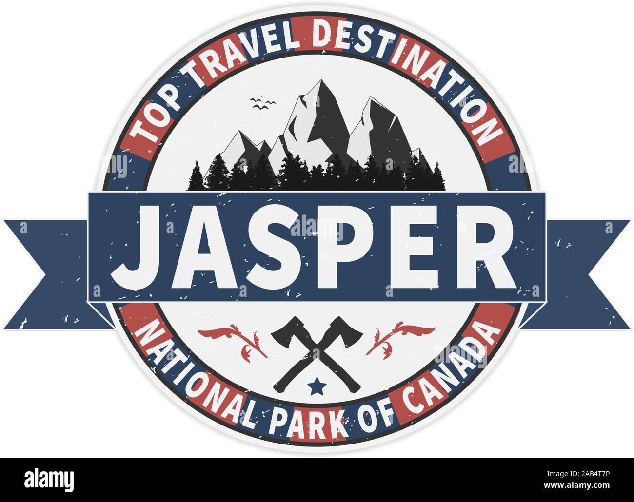 Top travel destination Jasper National Park Canadian mountains icon ...