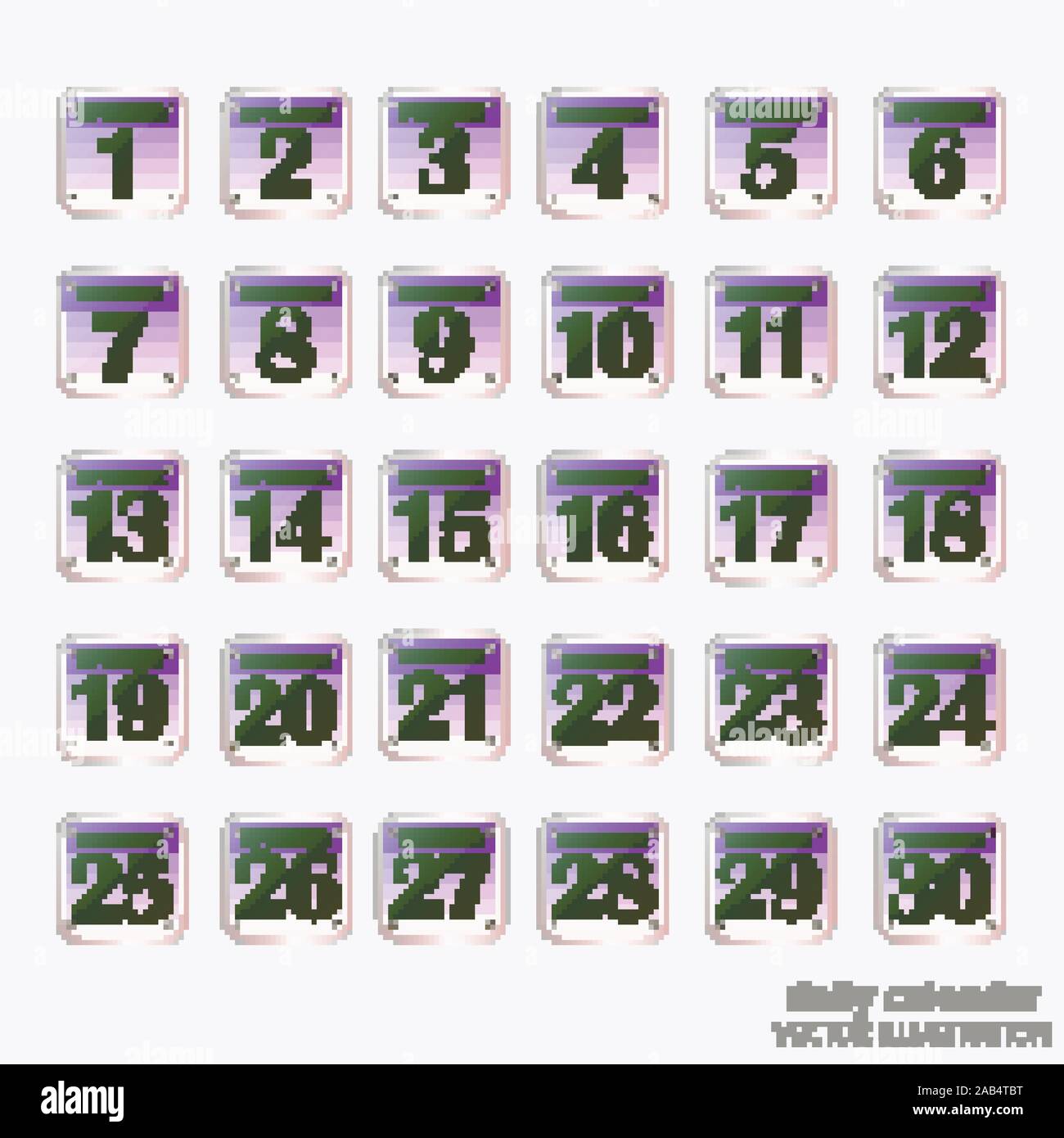 Set of buttons with calendar dates for the month of November. For ...