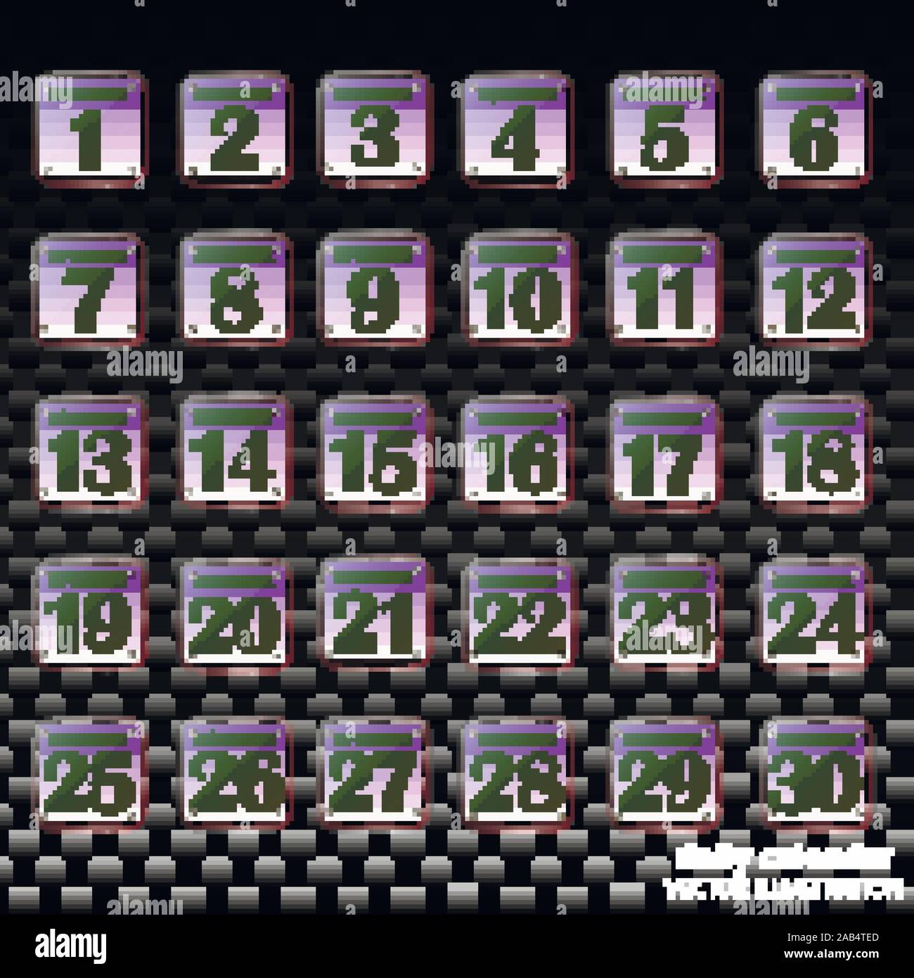Set of buttons with calendar dates for the month of November. For ...