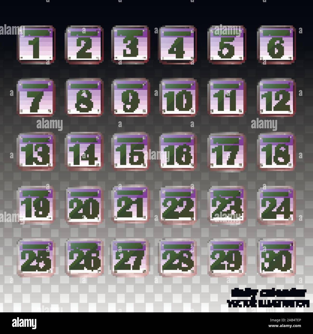 Set of buttons with calendar dates for the month of November. For ...