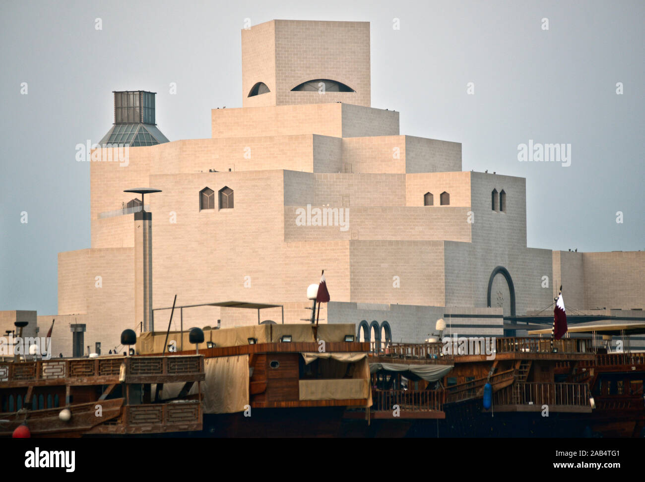 Museum of Islamic Art and dhow harbor, Doha, Qatar Stock Photo - Alamy