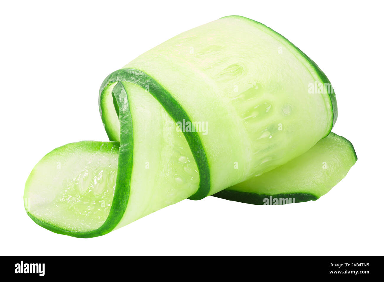 Cucumber curl, rolled up slice or shaving, isolated Stock Photo - Alamy