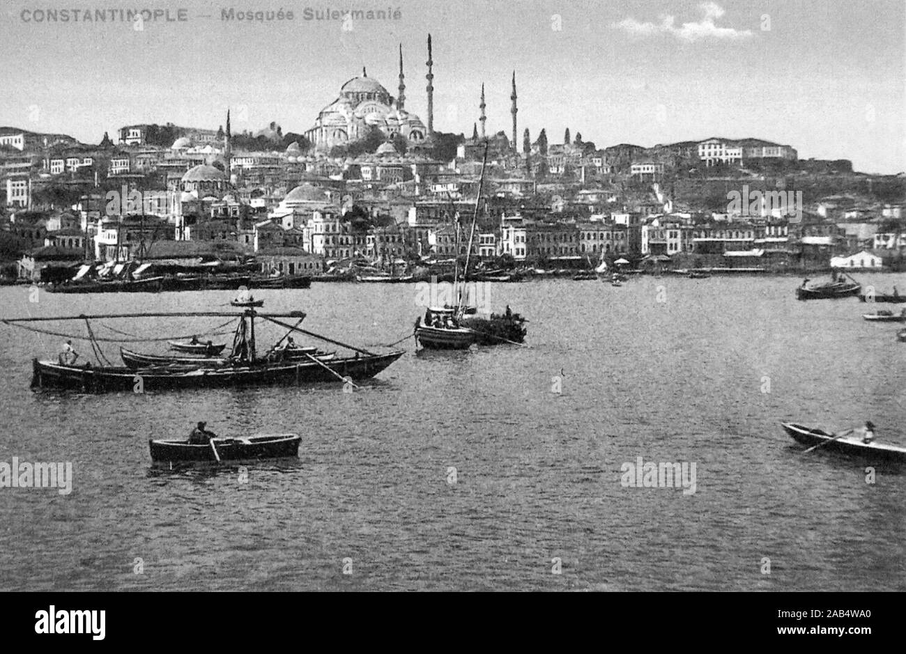 Historical postcard 1927. Constantinople and the Bosporus Stock Photo ...
