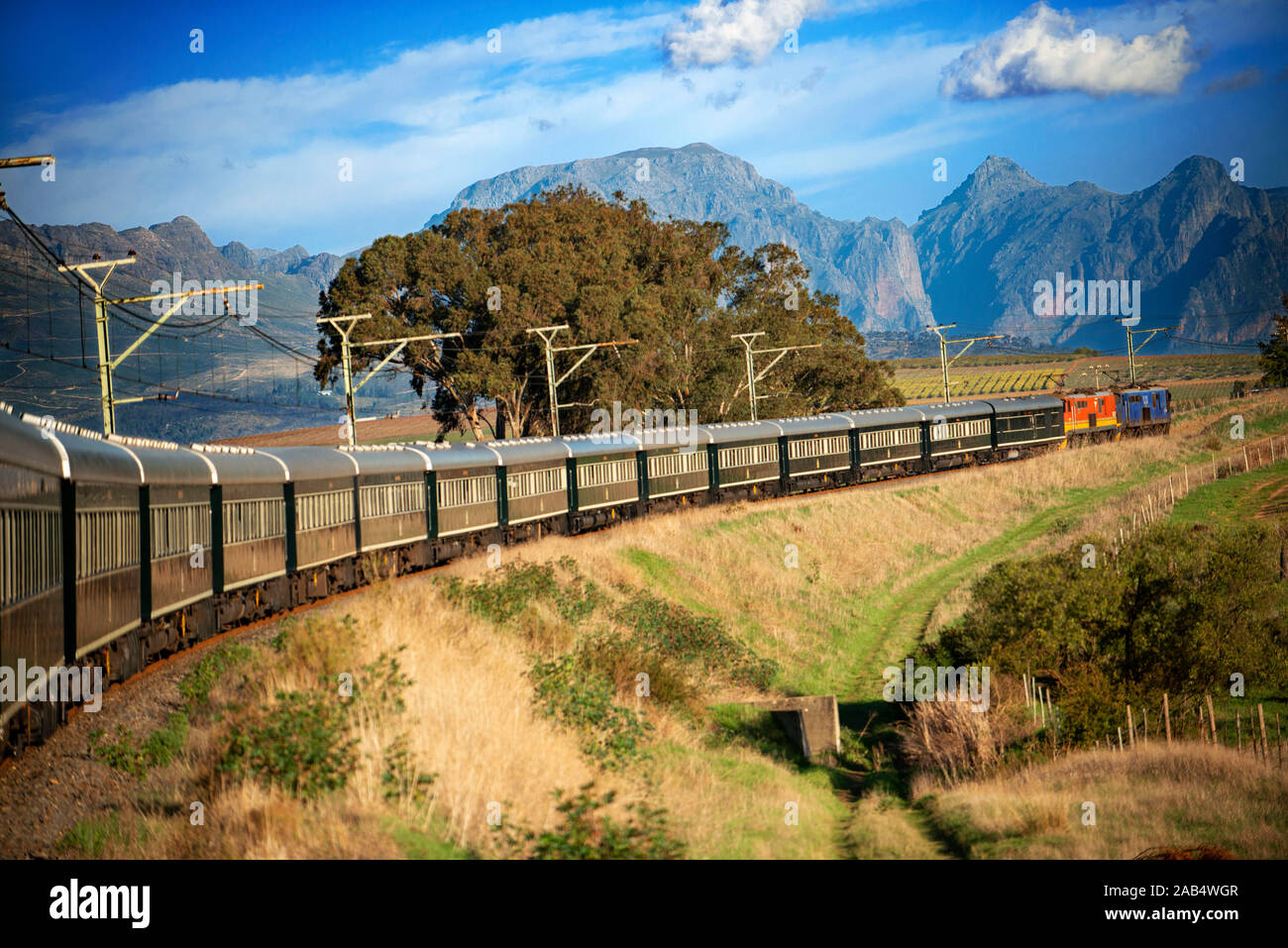 The Rovos Rail luxury train travelling between Cape Town and Pretoria ...