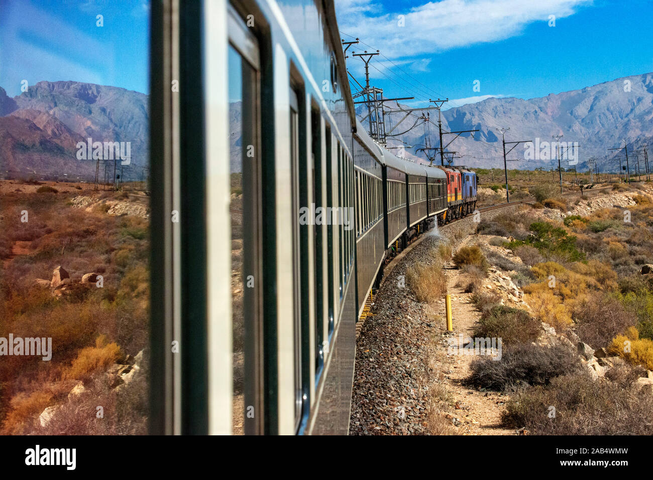 The Rovos Rail luxury train travelling between Cape Town and Pretoria ...