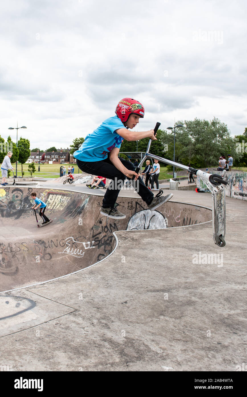 Scooter riders perform in a professional competition at the Hanley ...