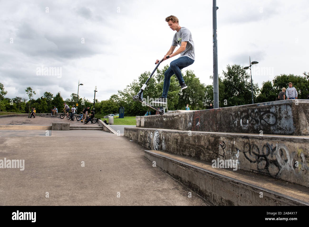 One of the UK's top scooter riders Josh Glass practicing at the local ...