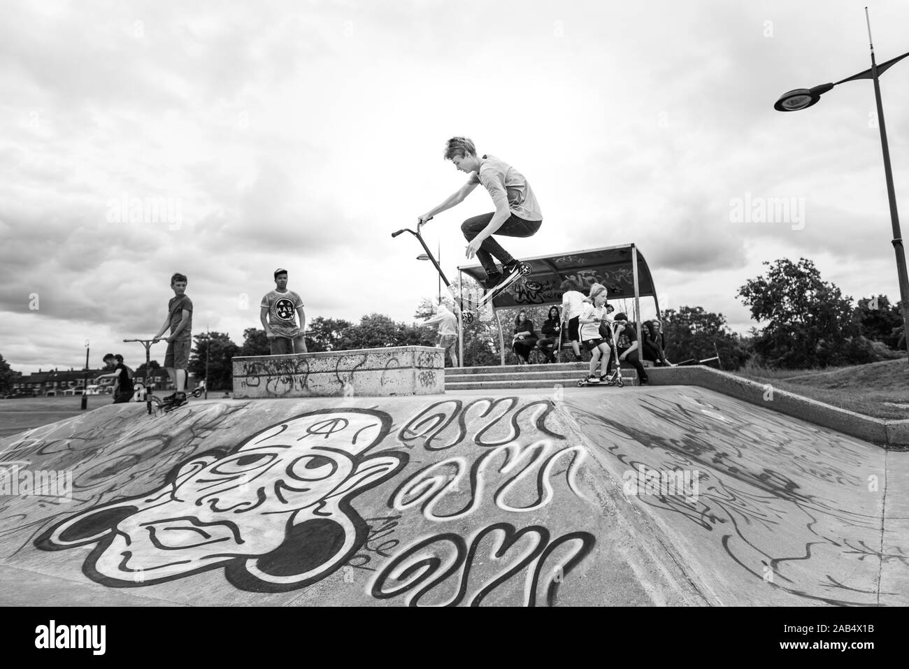 One of the UK's top scooter riders Josh Glass practicing at the local ...