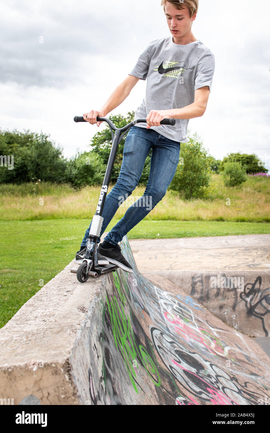 One of the UK's top scooter riders Josh Glass practicing at the local ...