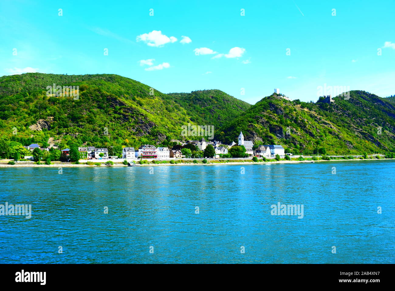 Kamp-Bornhofen in UNESCO world heritag site Mittelrheintal Stock Photo ...