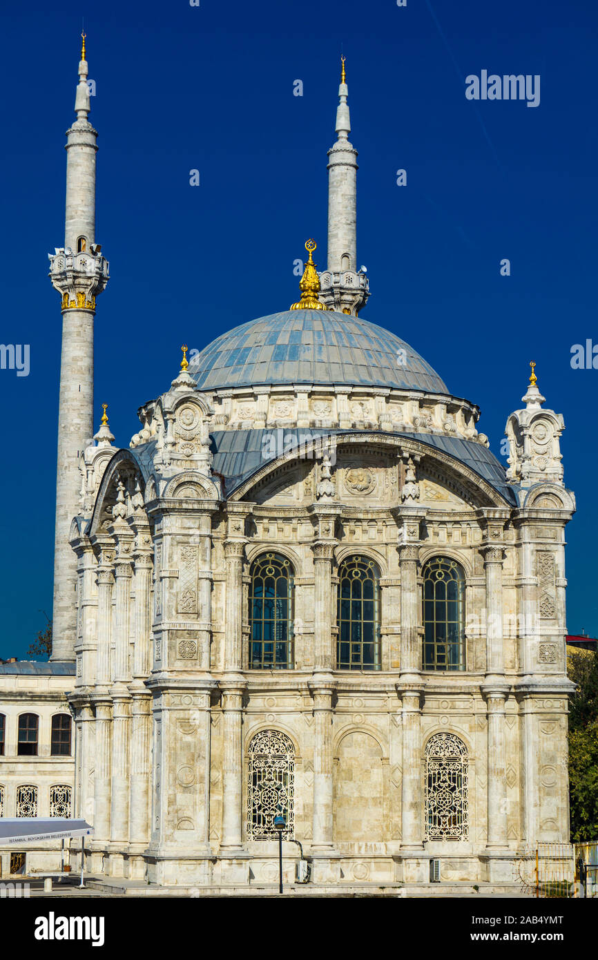 Ortakoy Mosque on the Bosphorus in Istanbul, Turkey. This Baroque ...