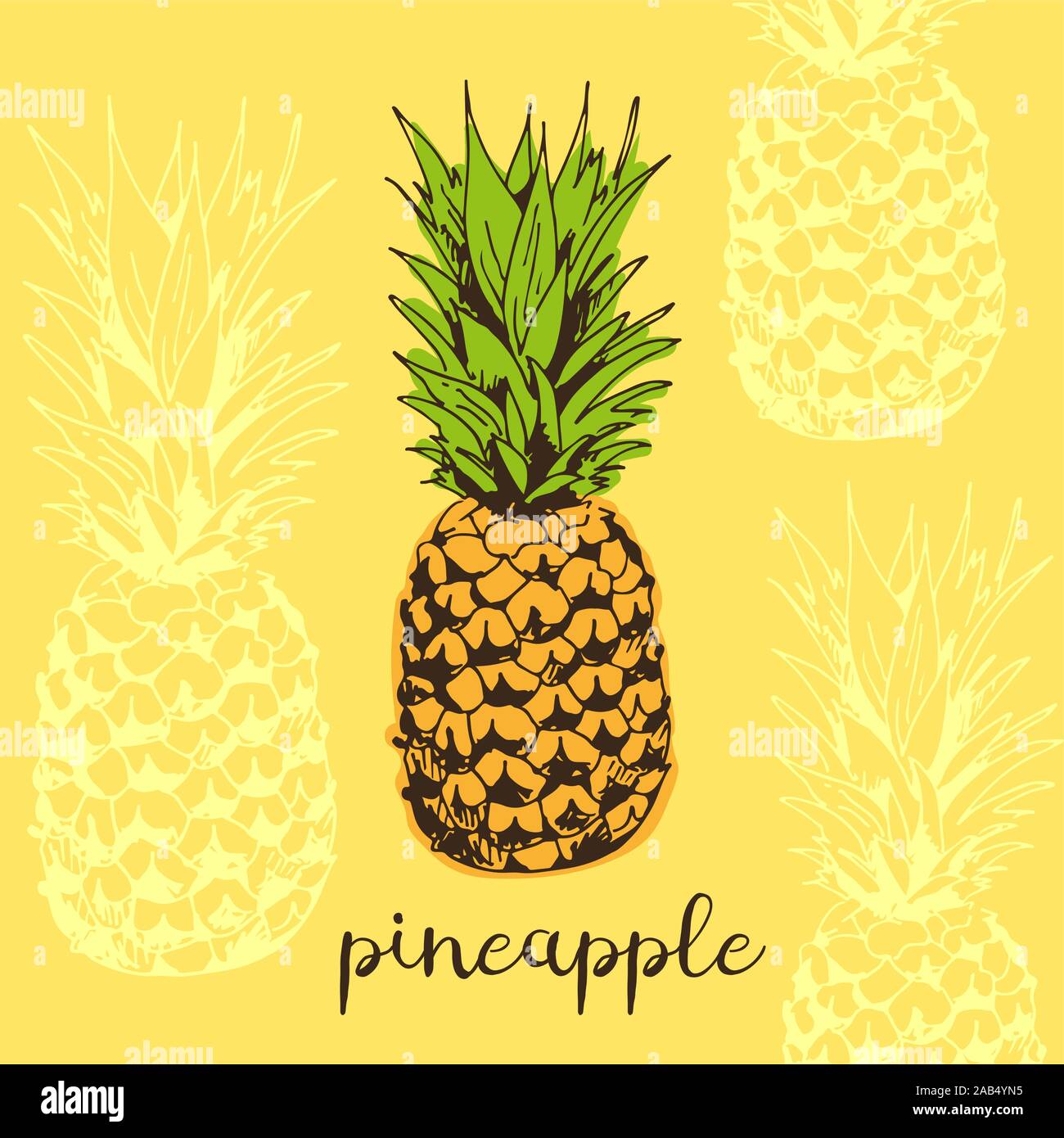 Pineapple vector illustration, tropical background Stock Vector Image ...