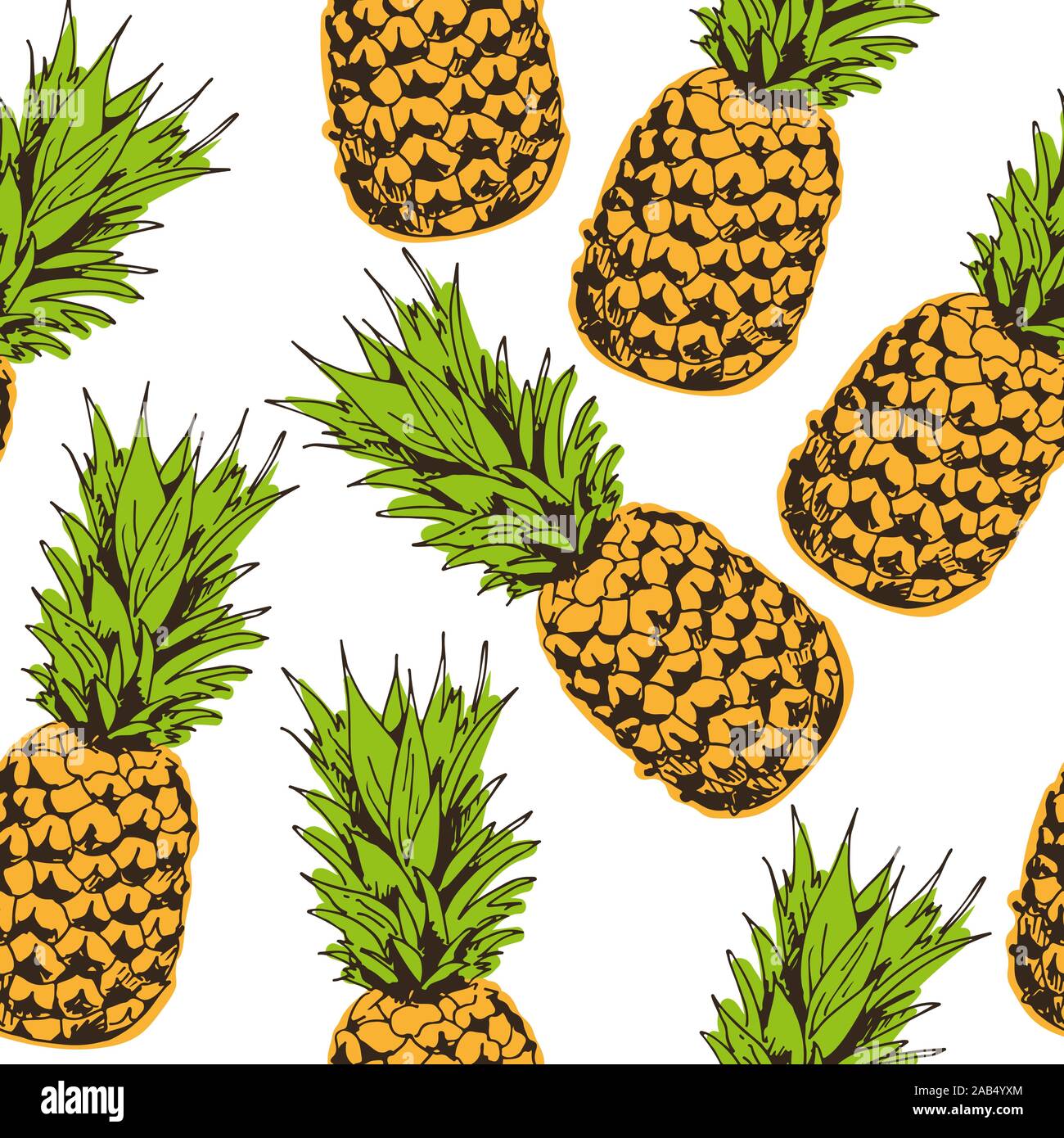 Pineapple vector seamless pattern, tropical background Stock Vector ...