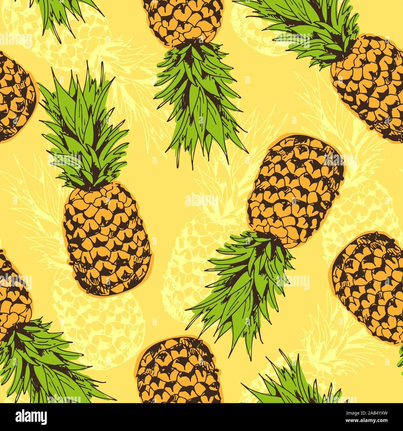 Pineapple vector seamless pattern, tropical background Stock Vector Image & Art - Alamy