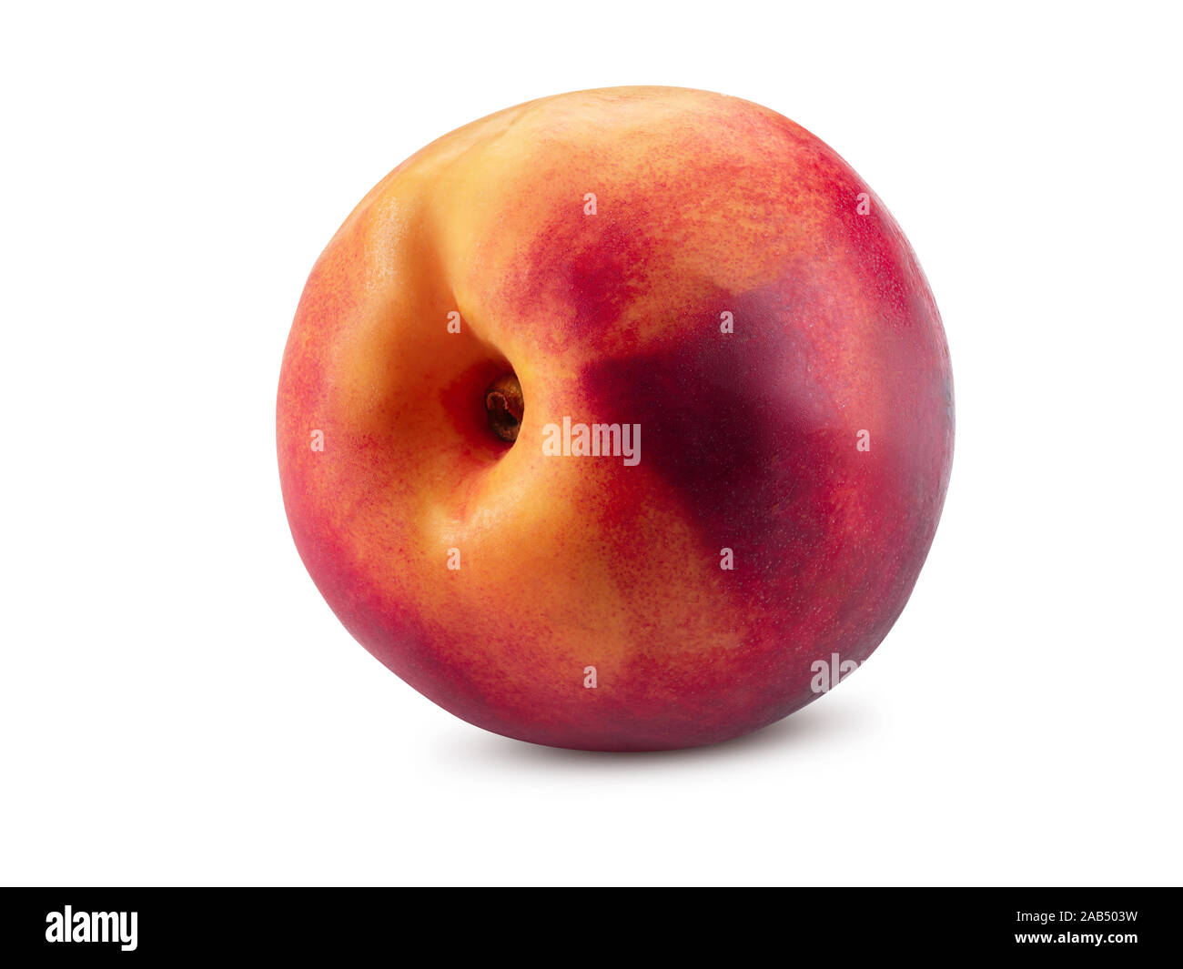 Smooth-skinned nectarine fruit isolated on white background with copy ...