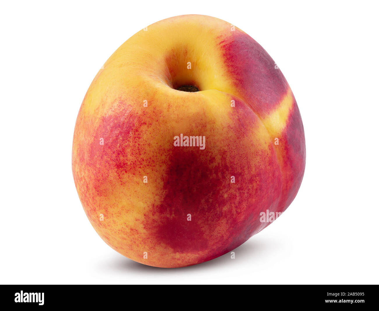 Smooth-skinned nectarine fruit isolated on white background with copy ...