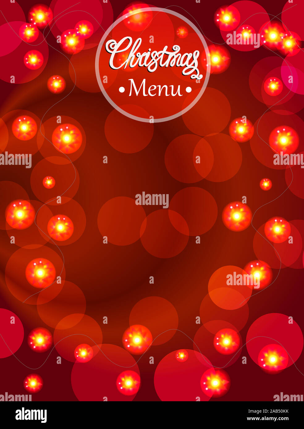 Bright Christmas background for menu. Red backdrop with lights ...