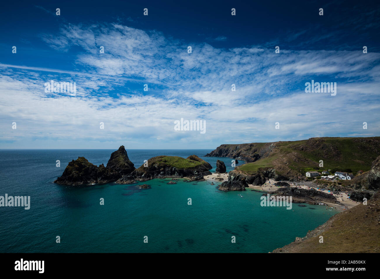 The picturesque and popular tourist destination of Kynance Cove in ...