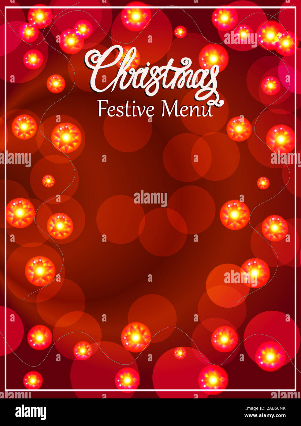 Bright Christmas background for menu. Red backdrop with lights ...
