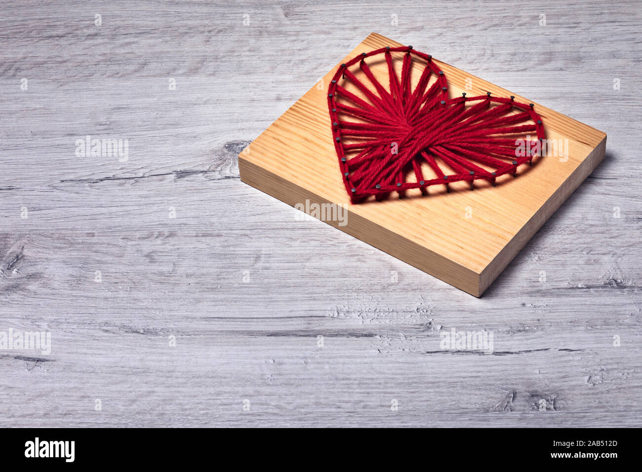 Valentine's day crooked string art red heart with space for greetings ...