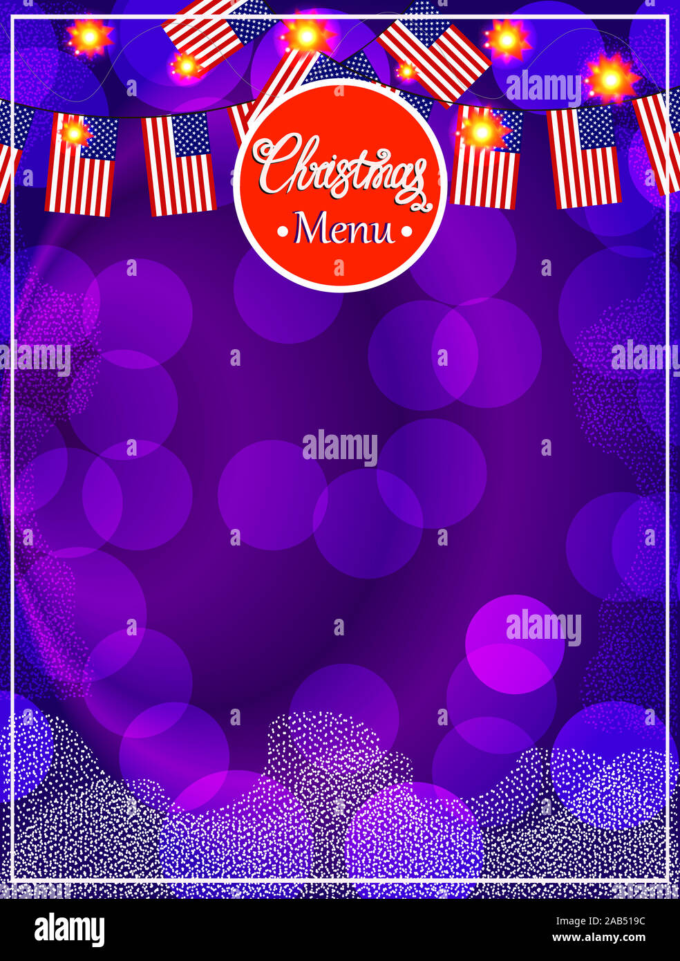 Bright banner festive menu with flags of USA. Festive template for ...