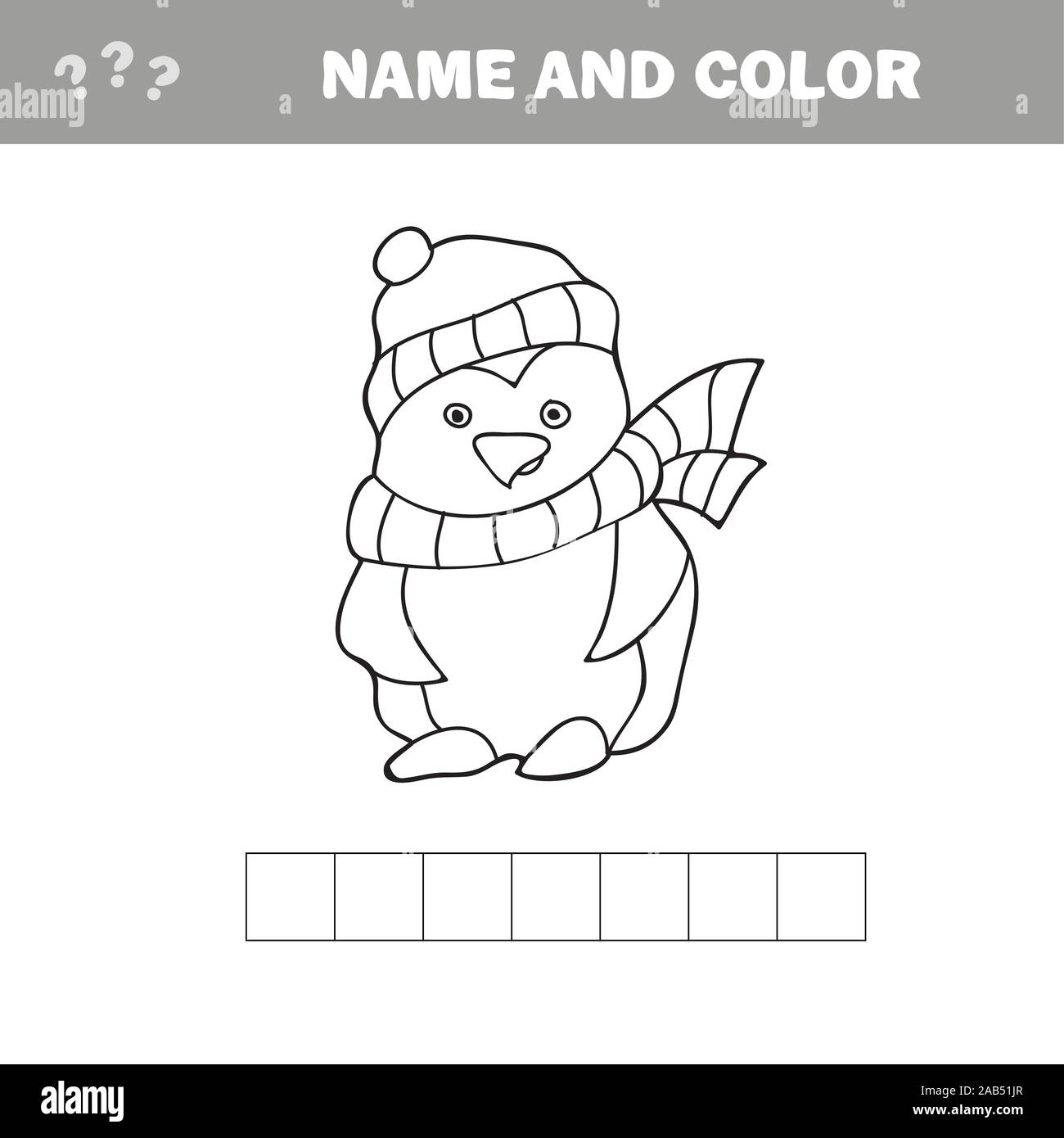 Vector illustration of Penguin cartoon - Coloring book for kids Stock ...