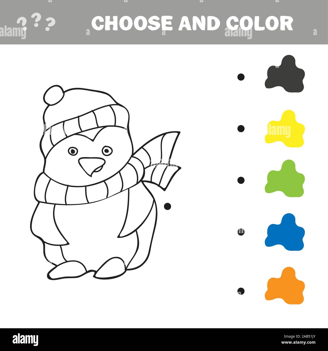 Vector illustration of Penguin cartoon - Coloring book for kids Stock ...