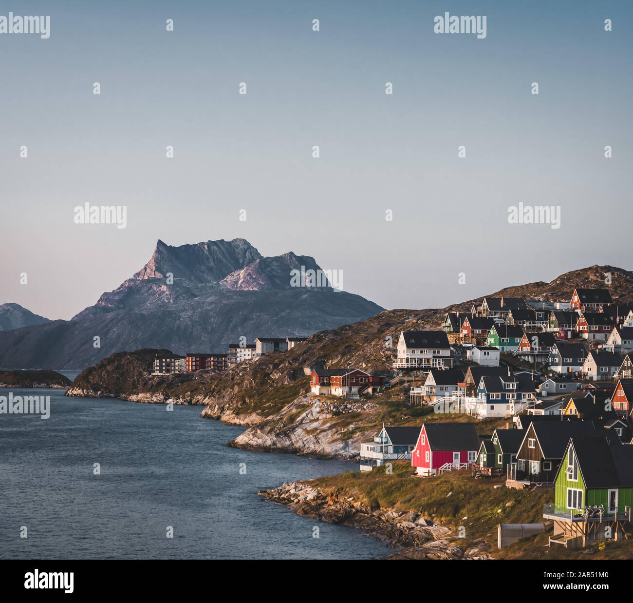 Nuuk capital of Greenland with Beautiful small colorful houses in ...