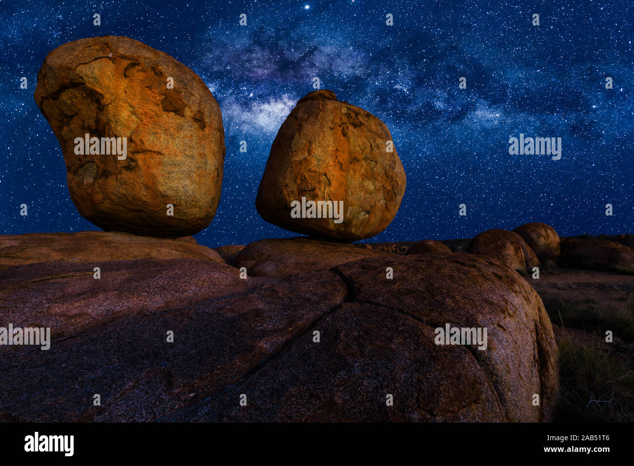Scenic nocturnal australian outback landscape of Devils Marbles The ...