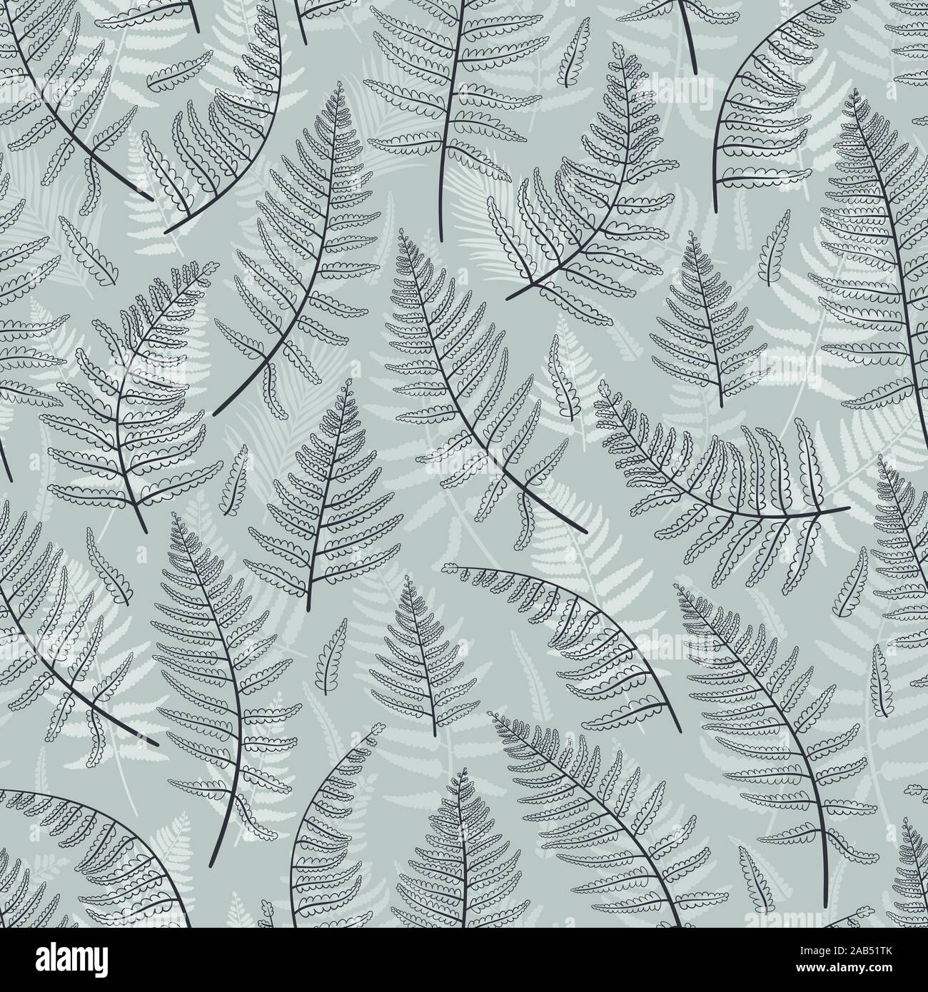 Cute hand drawn fern seamless pattern, floral background, great for ...