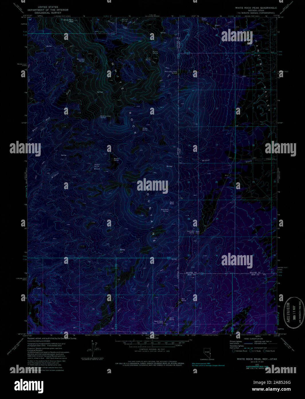 NV White Rock Peak 320562 1972 24000 Inverted Restoration Stock Photo ...