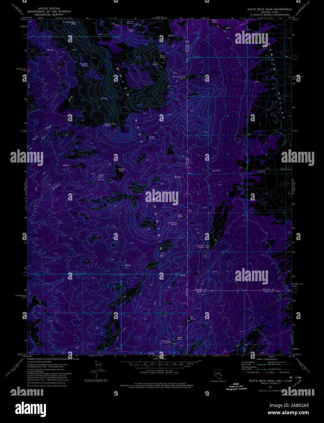 NV White Rock Peak 320563 1972 24000 Inverted Restoration Stock Photo ...