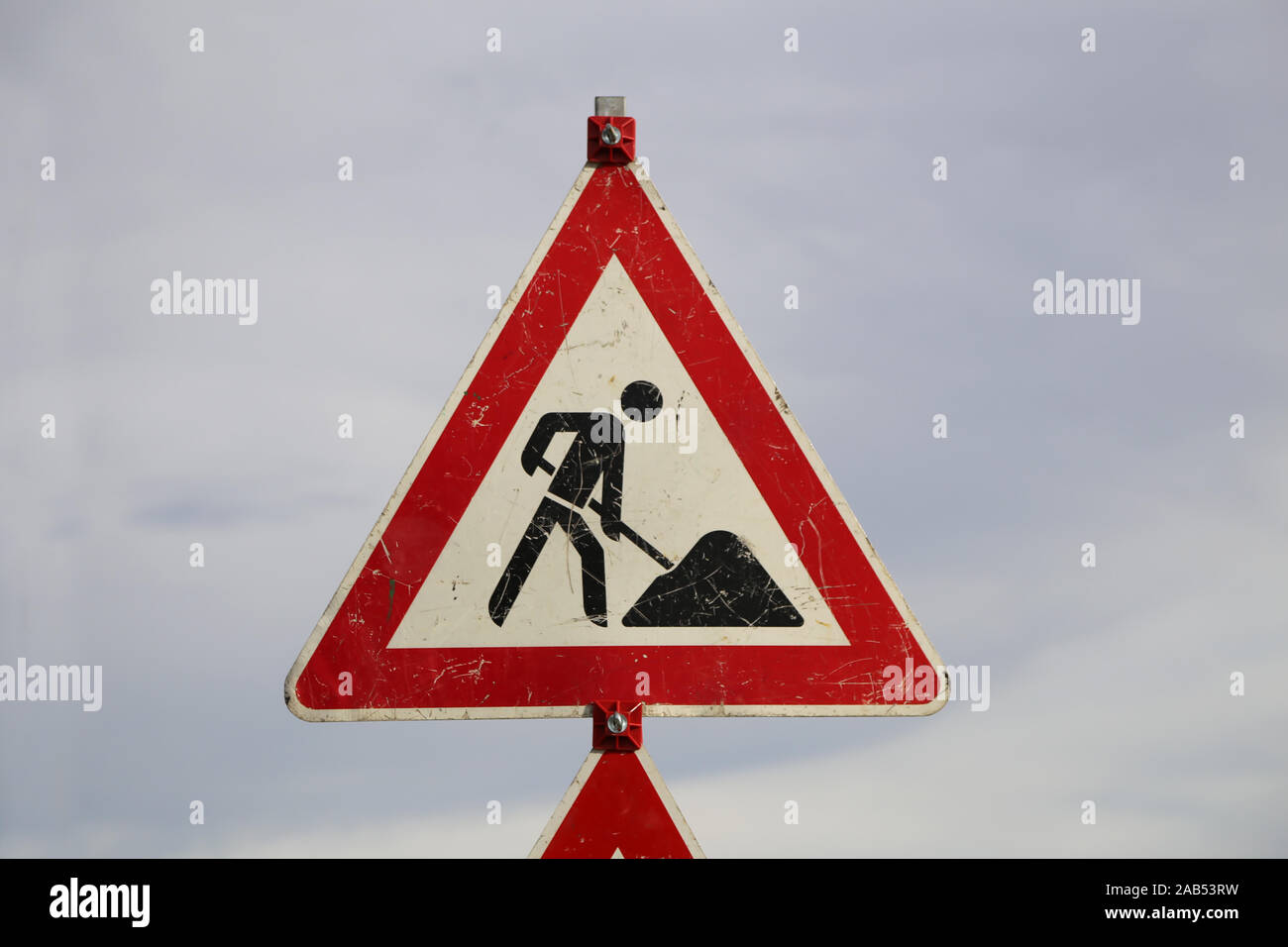 Road signs. Road signs indicating road repair Stock Photo - Alamy