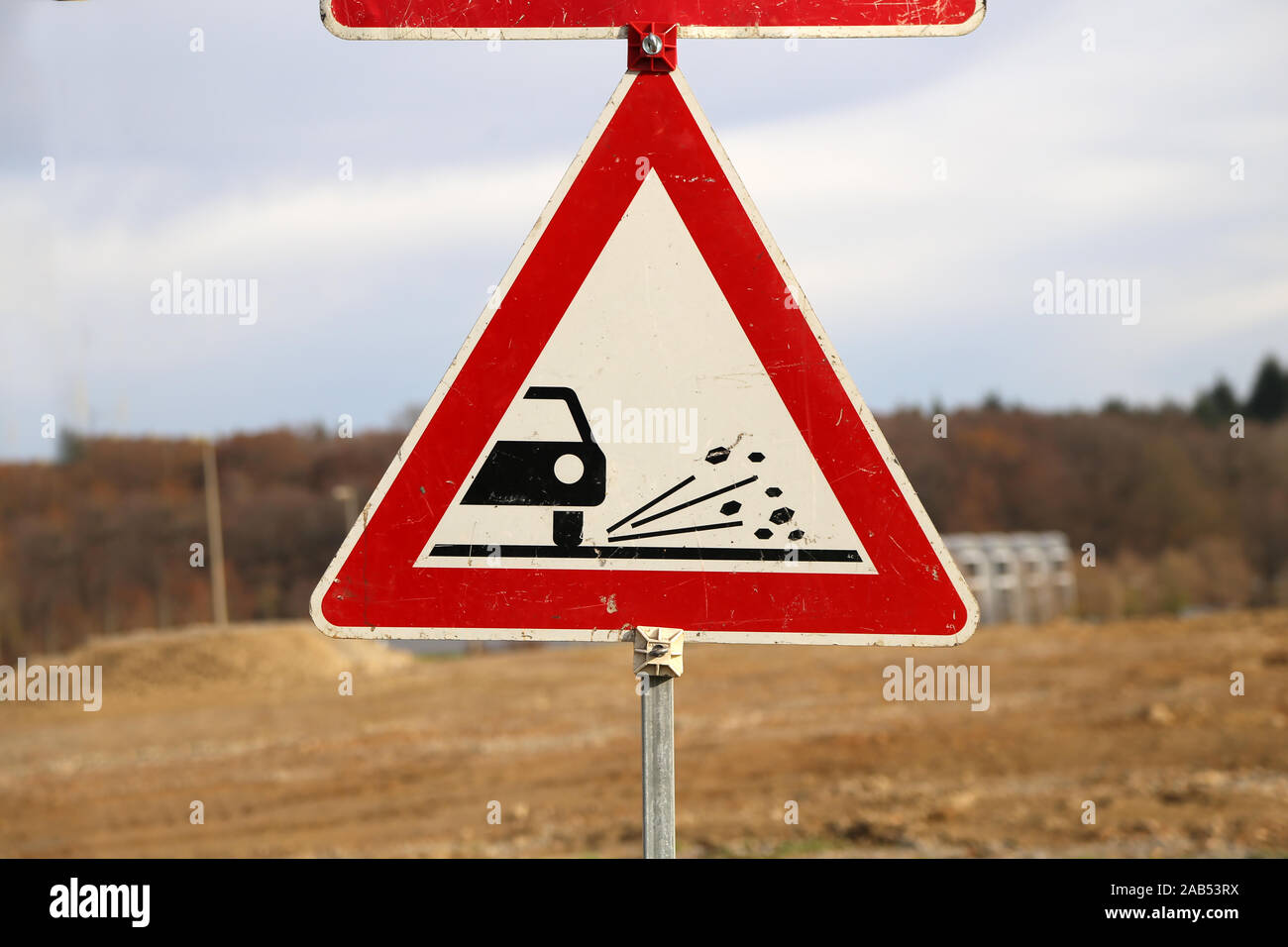 Road signs. Road signs indicating road repair Stock Photo - Alamy