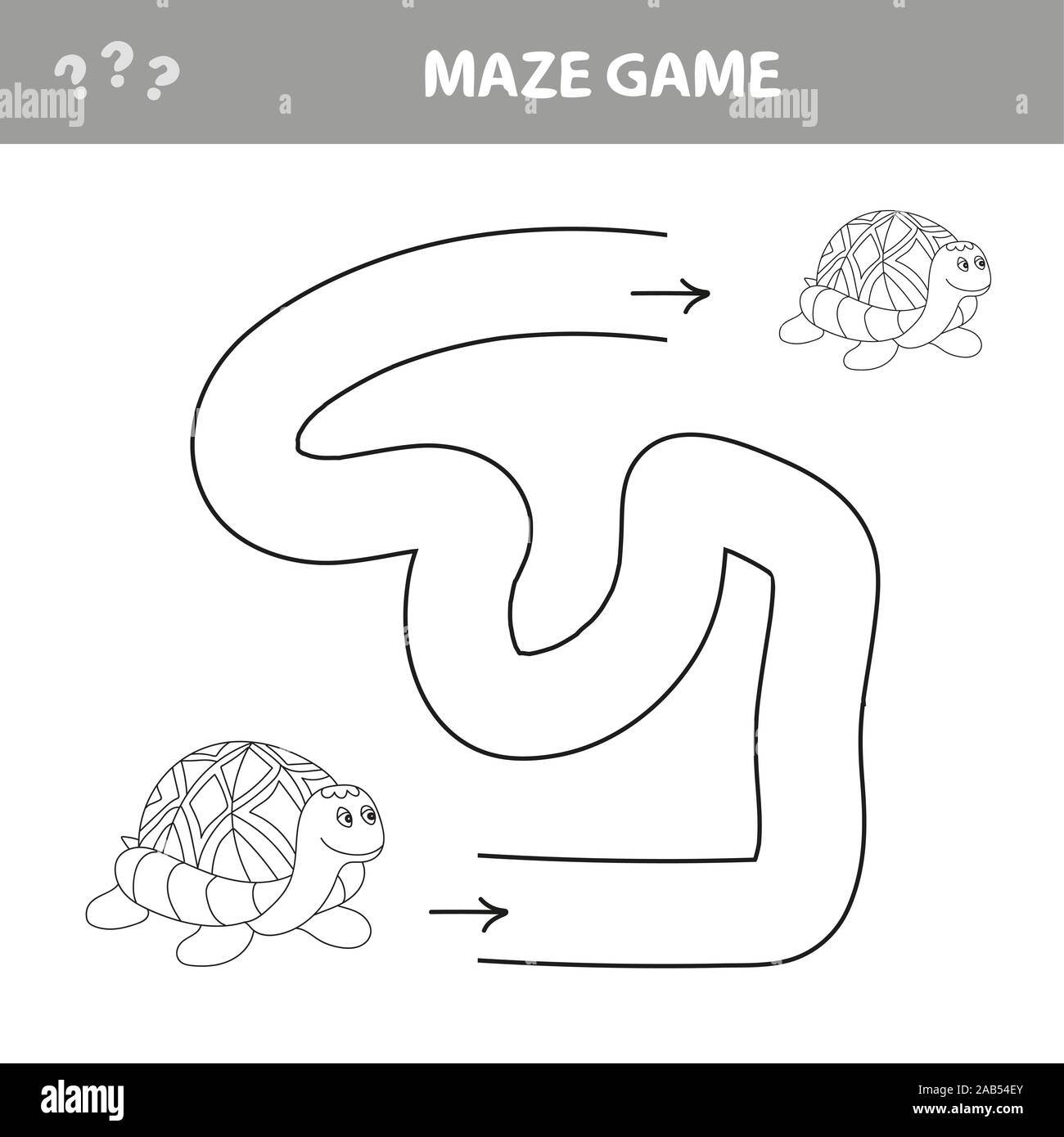 Easy maze for younger kids with a turtle - vector Stock Vector Image ...