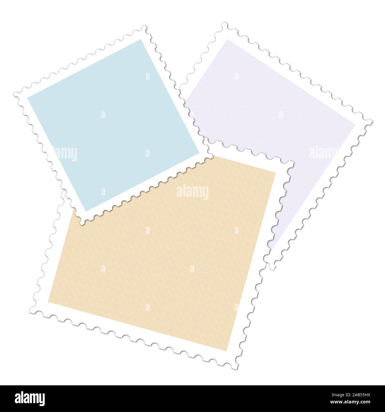 Three colorful postage stamps in front of white background Stock Photo ...