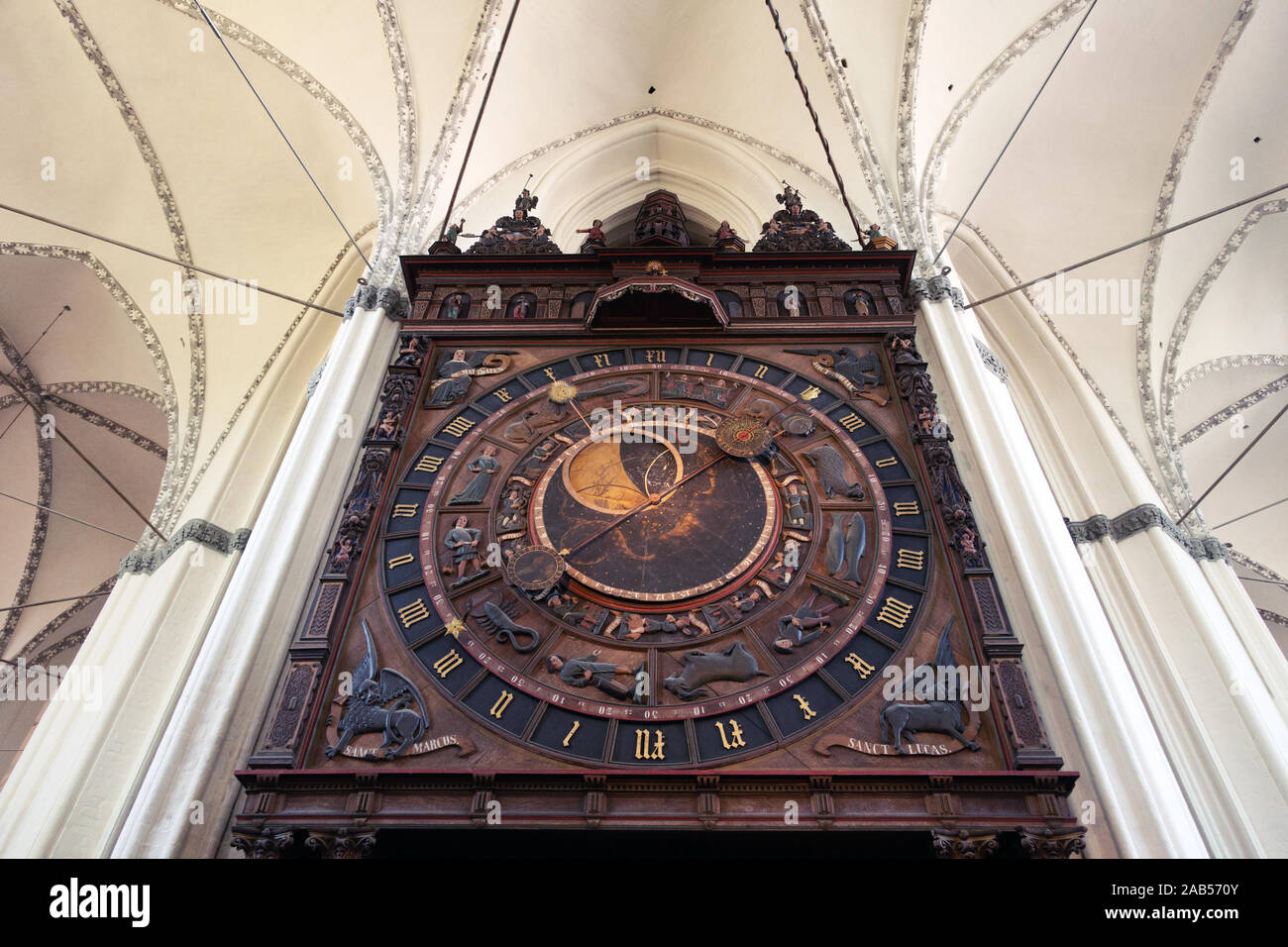 15th Century Astronomical Clock in Neuer Markt Square, Rostock Stock ...