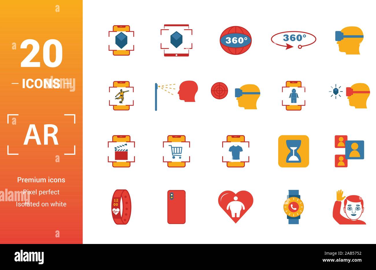 Ar And Vr icon set. Include creative elements augmented reality, 360 ...