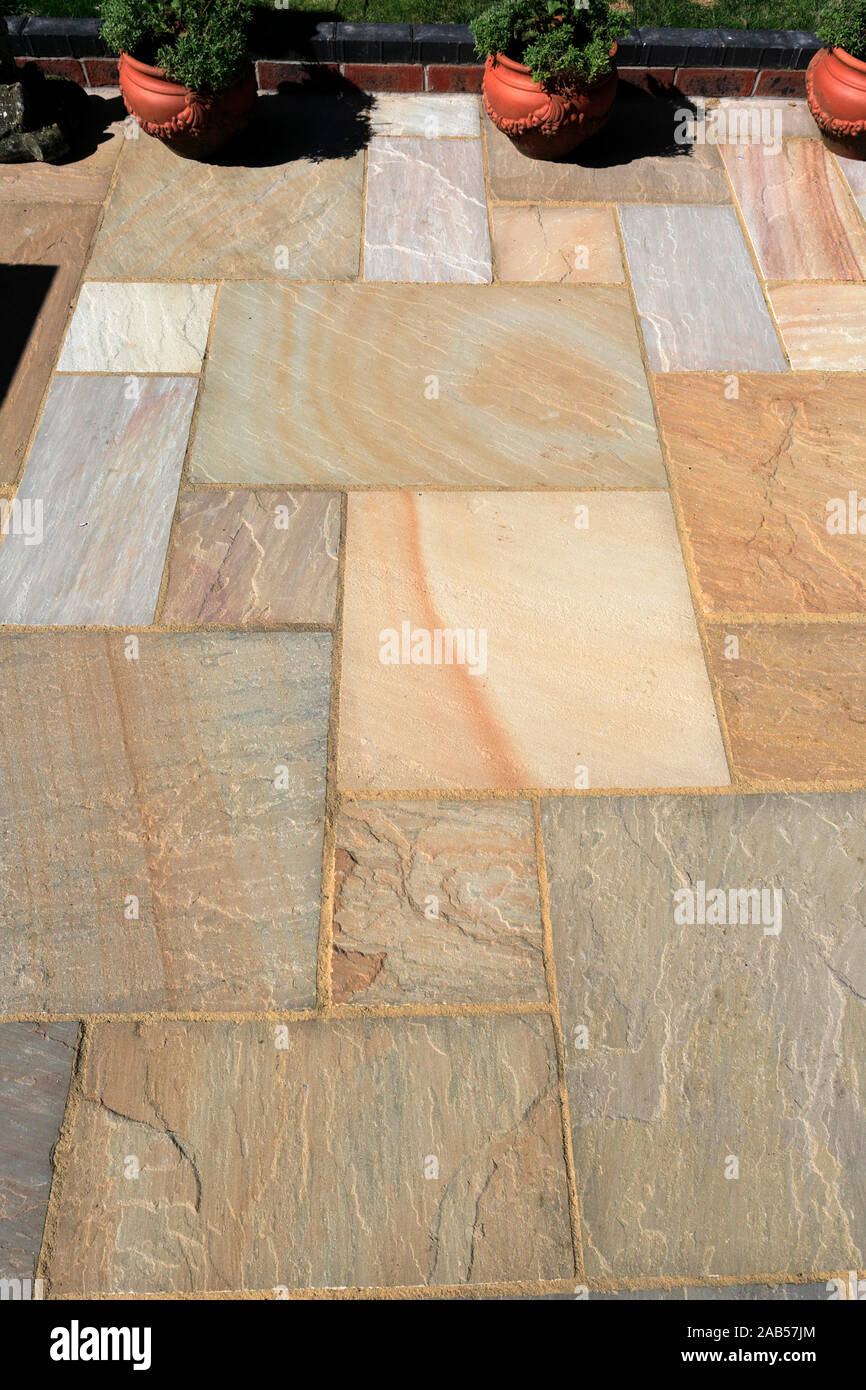 Patio paving slabs in a residential garden environment Stock Photo - Alamy