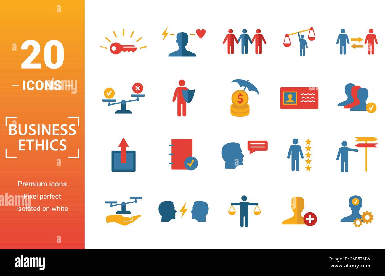 Business Ethics icon set. Include creative elements csr, trust ...