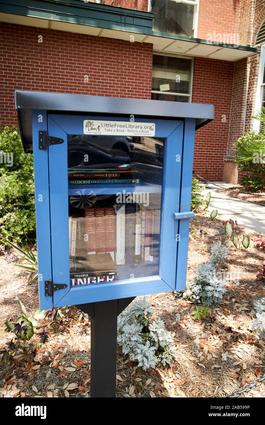 free little library box with books in downtown savannah georgia usa ...