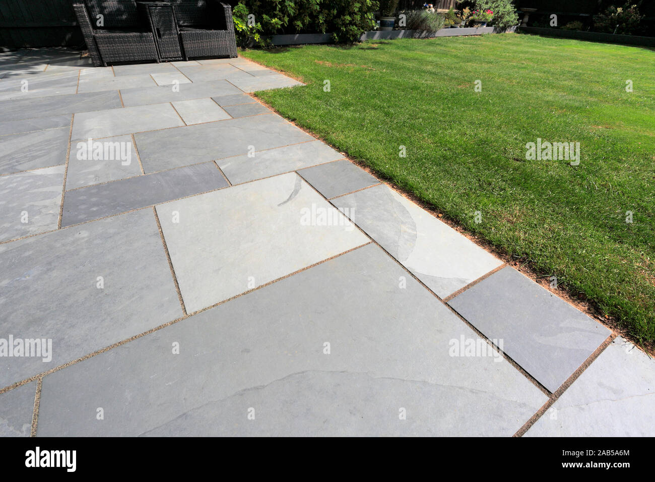 Patio paving slabs in a residential garden environment Stock Photo - Alamy