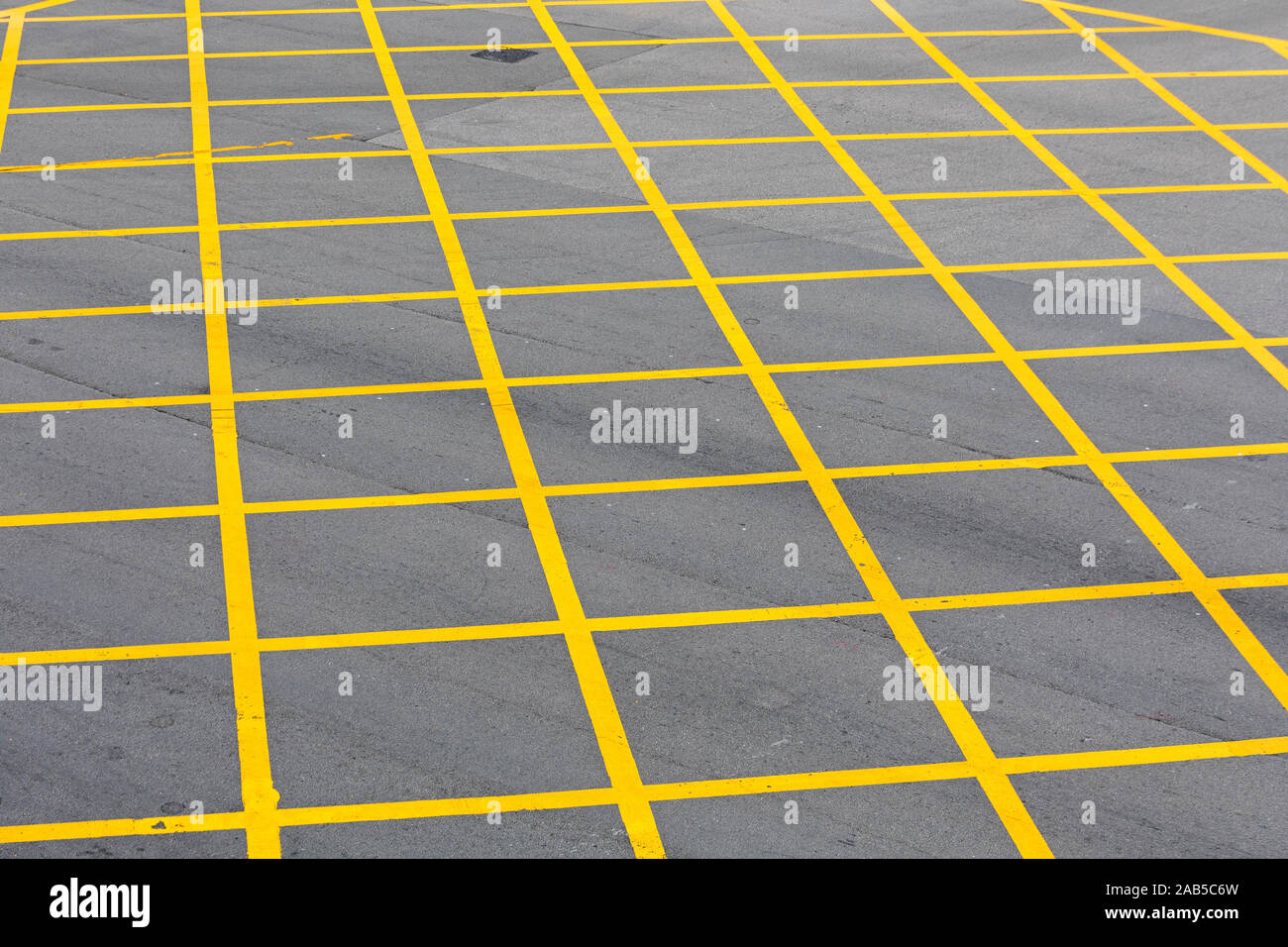 Yellow Squares Box Junction at Street Intersection Stock Photo - Alamy