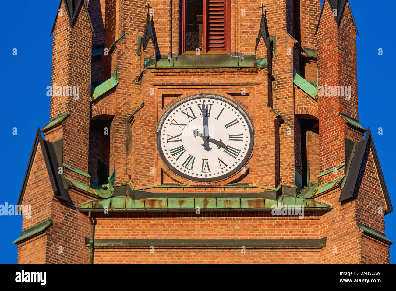 Clock at Church Tower in Drammen Norway Stock Photo - Alamy