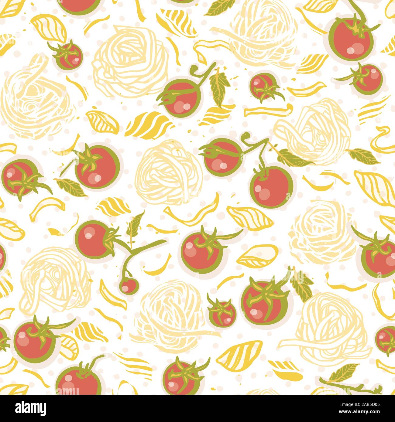 Vector homemade delicious hand drawn noodle pattern on spotted ...