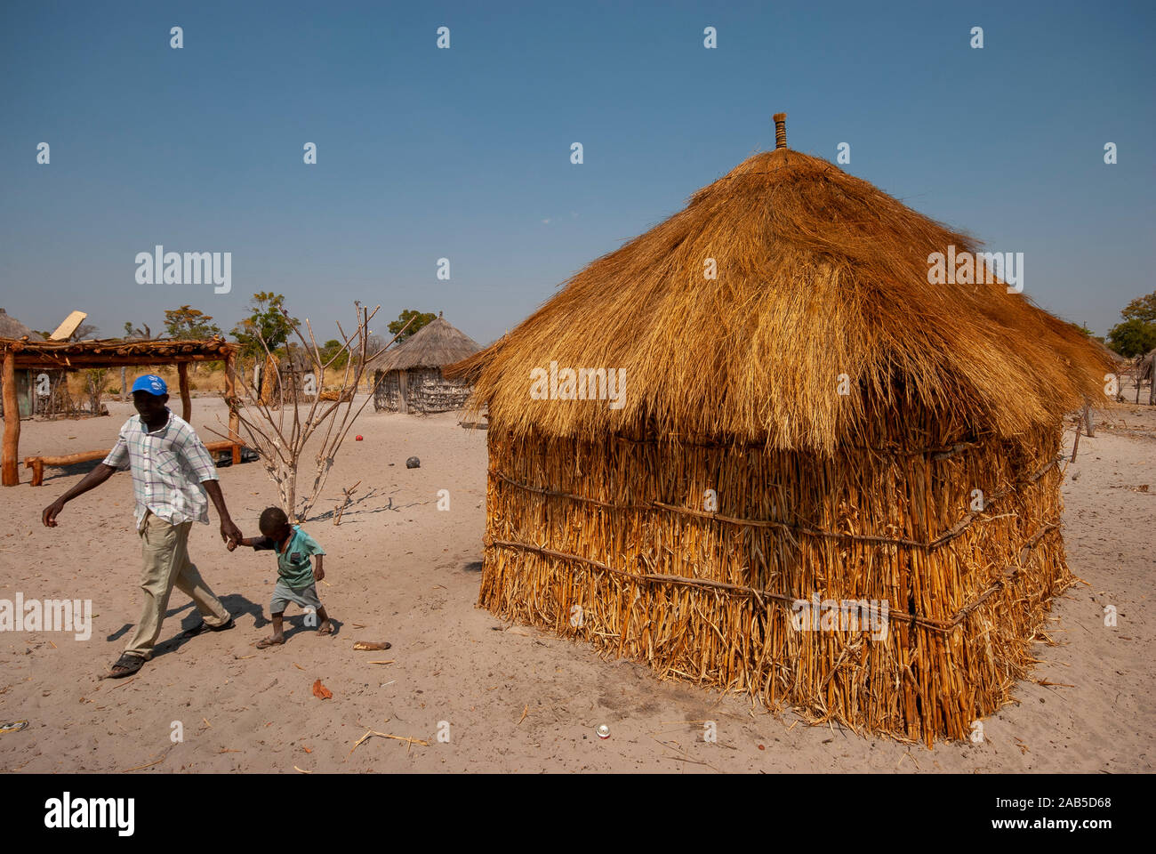 Typical construction at Caprivi Strip, all the houses roof and wall ...